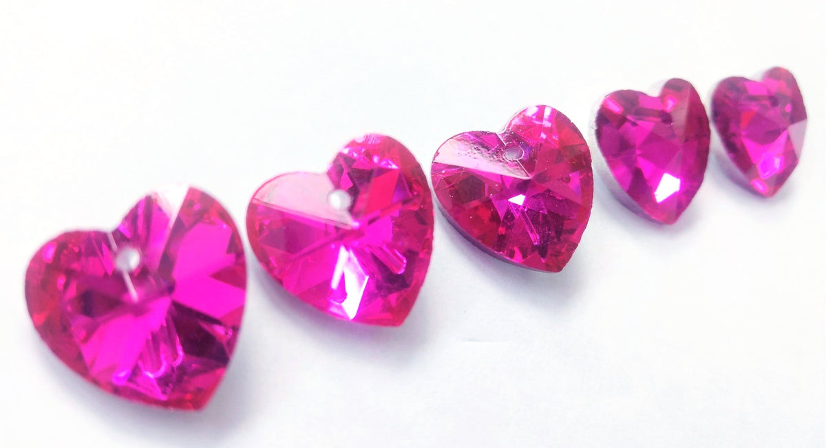 Metallic Fuchsia Pink Heart Chandelier Crystals 18mm Pack of 5 ...