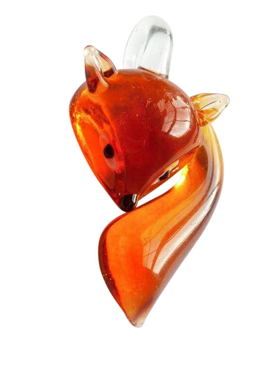 Glass Lampwork Fox Foxes Pendant White Grey Red Amber Black ...