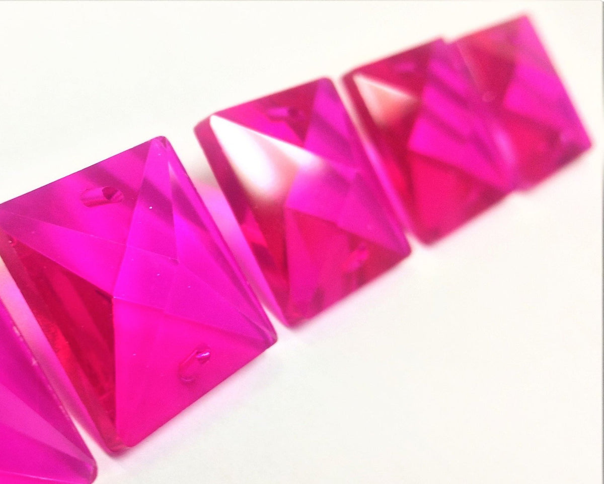 6 Fuchsia Pink Square Chandelier Crystal Beads – ChandelierDesign