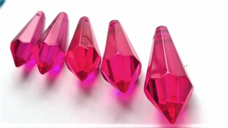 Fuchsia Pink Icicle Chandelier Crystals, Pack of 5 Pendants ...