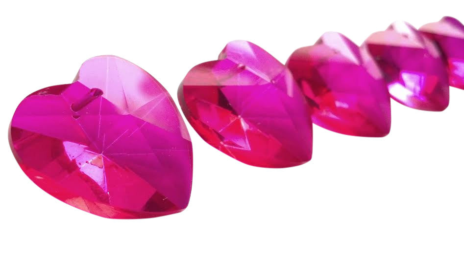 Fuchsia Pink Heart Chandelier Crystals 28mm Pack of 5 – ChandelierDesign