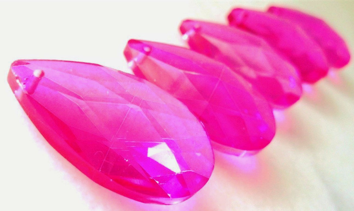 Fuchsia Teardrop Chandelier Crystals, Hot Pink Pendant, Pack of 5 ...